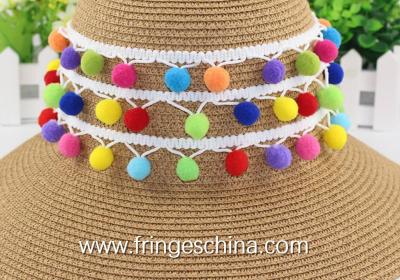 China Machine producing OEM wholesale beautiful fabric drapery trimmings beaded pom pom fringes for sale