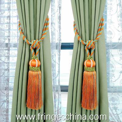 China Delicate custom long tassel fringe trimming for curtain attractive tieback hanging ball for sale