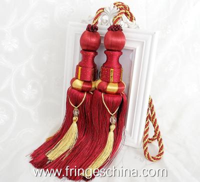 China Delicate custom long tassel fringe trimming for curtain attractive tieback hanging ball for sale