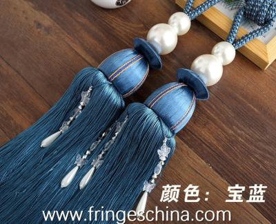 China Delicate custom long tassel fringe trimming for curtain attractive tieback hanging ball for sale