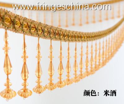 China Handmade fashionable chain beads lace tassels fringes for curtain/sofa/pillow decoration for sale