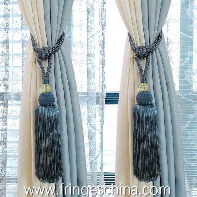 China Delicate custom long tassel fringe trimming for curtain attractive tieback hanging ball for sale
