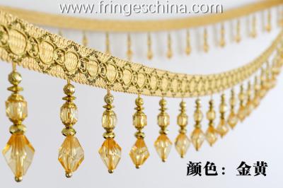 China Handmade fashionable chain beads lace tassels fringes for curtain/sofa/pillow decoration for sale