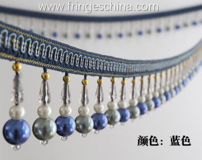 China Handmade fashionable chain beads lace tassels fringes for curtain/sofa/pillow decoration for sale