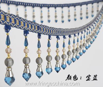China Handmade fashionable chain beads lace tassels fringes for curtain/sofa/pillow decoration for sale