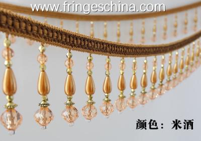China Handmade fashionable chain beads lace tassels fringes for curtain/sofa/pillow decoration for sale