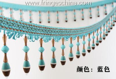 China Handmade fashionable chain beads lace tassels fringes for curtain/sofa/pillow decoration for sale