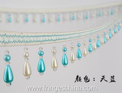 China Handmade fashionable chain beads lace tassels fringes for curtain/sofa/pillow decoration for sale