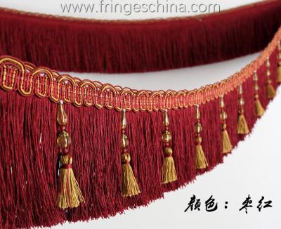 China Handmade fashionable chain beads lace tassels fringes for curtain/sofa/pillow decoration for sale