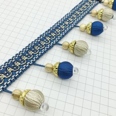 China Handmade fashionable chain beads lace tassels fringes for curtain/sofa/pillow decoration for sale