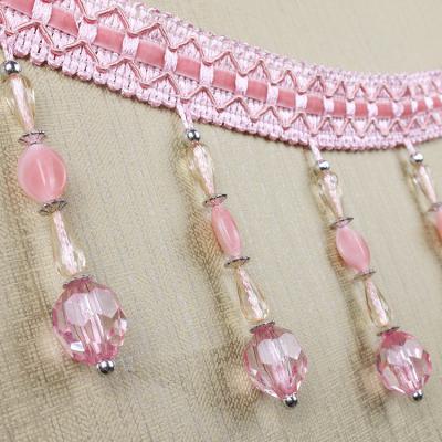 China Handmade fashionable chain beads lace tassels fringes for curtain/sofa/pillow decoration for sale