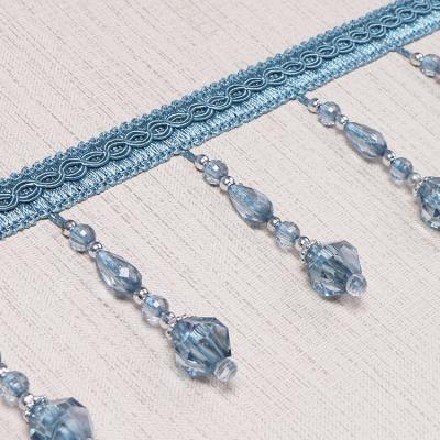 China Handmade fashionable chain beads lace tassels fringes for curtain/sofa/pillow decoration for sale