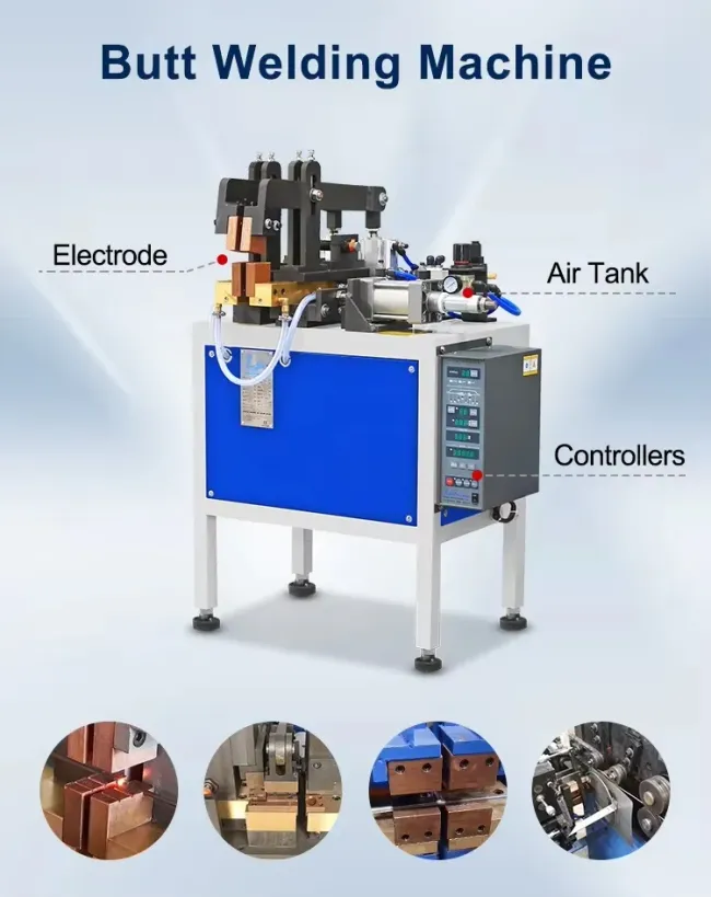 Hwashi Wire Diameter 2-8mm Automatic Ring Making Butt Welding Machine Circle Ring Bar Pneumatic Resistance Butt Welding Machine