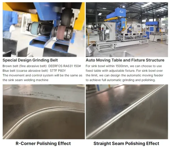 Hwashi Wl-at-Pm1200 Automatic Sink Rolling Wheel Grinding Machine, Water Tank Welding Production Line