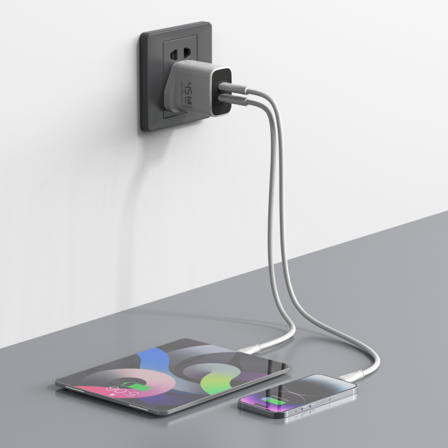 45W GaN Fast Charging USB C Charger Display Color Adapter For Laptops, Smart Phones, Tablets And Thousands 0