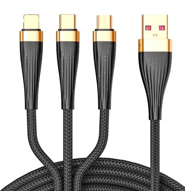 3-in-1 Multi-Connector Braided Charging Cable