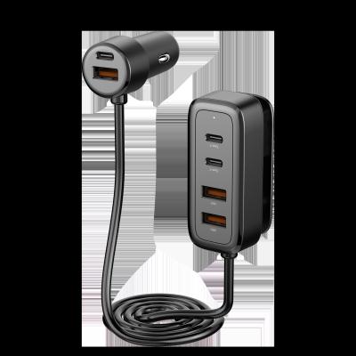 China Multi Port ABS Fast Charging Car Charger With Extension Cord 120W Lighter Switch Plug for sale