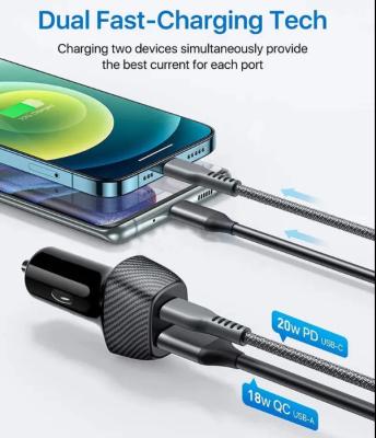 Cina Carica veloce USB Car Charger Legatura di alluminio PD 18W Tipo C Car Fast Charger in vendita