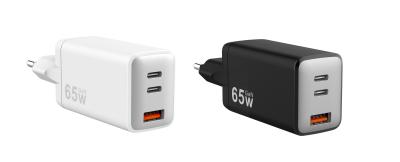 China 65W 3 Port USB C Wall Charger Fast Charging USB A GaN Adapter Customized Logo for sale