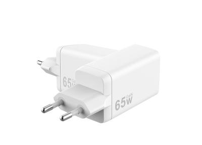 China 65W 3 Port USB C Wall Charger Fast Charging USB A GaN Adapter Customized Logo for sale