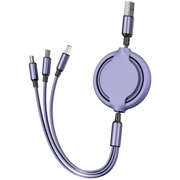 Quality 2A / 3A Multi Function Charging Cable Purple / Yellow / Green / Red 3 in 1 TPE Cable for sale