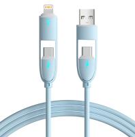 China 1m  C-C66W C-L27W Multi Function Silicone 4 In 1 Charging Cable Fast Charging USB Data Cable for sale