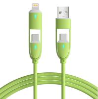 China 1m  C-C66W C-L27W Multi Function Silicone 4 In 1 Charging Cable Fast Charging USB Data Cable for sale