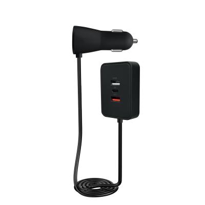 Cina Caricabatterie USB per auto a carica rapida di 52 W nero Tripli porte 1 USB A 2 USB C Adaptore di alimentazione per auto in vendita