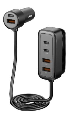 Cina 2025 LX Marca doppia porte 1 USB A 2 USB C con filo di molla USB C e cavo di illuminazione Fast Charge Car Charger in vendita