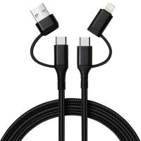 China Customized Four-in-one Braided Data Cable Fast Charging Durable All-in-one Solution for sale