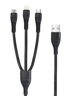 Cina 2025 Triple Port intessuto in alluminio cavo di ricarica da 1 a 3 personalizzato in nero per una sincronizzazione rapida prestazioni durevoli in vendita
