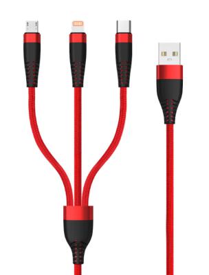 Cina 2025 Triple Port intessuto in alluminio cavo di ricarica da 1 a 3 personalizzato in nero per una sincronizzazione rapida prestazioni durevoli in vendita