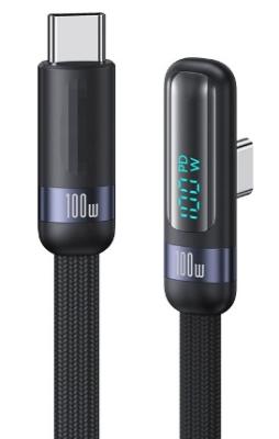 중국 100W PD 디지털 디스플레이 브레이드 C타입 케이블 1m 길이 맞춤형 OEM 지원 고속 충전 킹 판매용