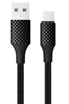 Китай Стильный квадратный USB-кабель с A на USB-C, плетеный нейлоновый шнур для долговечной быстрой зарядки продается