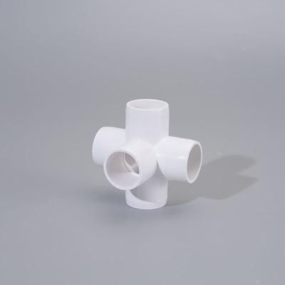 China SCH40 Standard Plastic PVC 3D 5-Way Socket End Cross Plumbing Fitting for sale