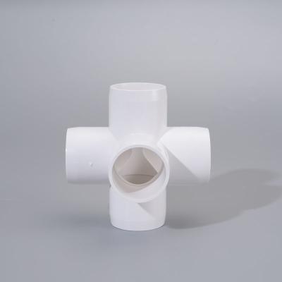 China Heavy-Duty ASTM D2466 Compliant 3D 5-Way PVC Cross for Water Supply Systems for sale