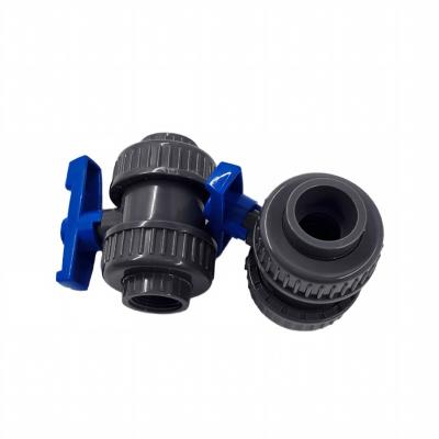 China Plastic UPVC Double Union Ball Valve Industrial Circulation Pipeline Control Fitting for Water Treatment Industry for sale