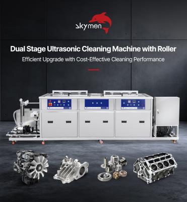 China skymen Dual Stage Ultrasonic Cleaning Machine with Roller for Efficient Industrial Cleaning for sale