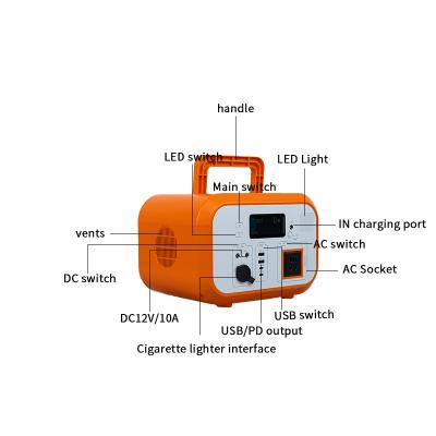 Cina Campeggio Centrale solare portatile 110v 220v Centrale elettrica esterna arancione 600W in vendita