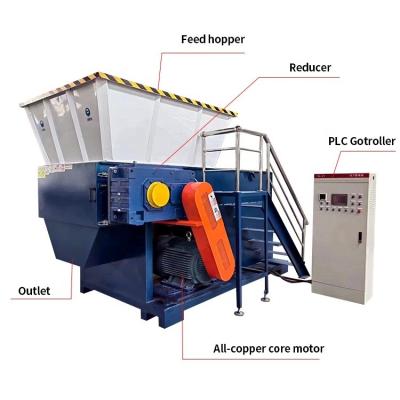 Cina 1500-2500kg/h Basso consumo energetico Grandi coppie Indumenti di tessuto Striscia di nylon Tessili Trinciatrici a singolo albero in vendita