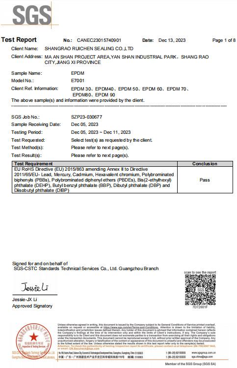 ROHS EPDM - SHANGRAO RUICHEN SEALING CO.,LTD