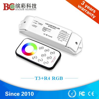China Bincolor DC 12V 24V 5A 4 channels RGB led lighting controller with RF touch remote control for sale