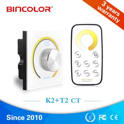 China Wireless rf remote control digital display white and warm white led dimmer controller with rotary knob for sale