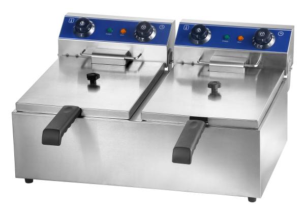 Quality 10L+10L Dual Tank Electric Deep Fryer With Basket Lifter And Temperature Control for sale