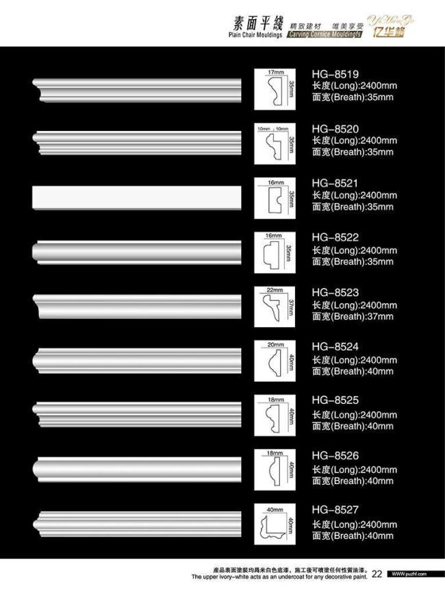 Wholesale Polyurethane Cornice Moulding Building Material PU Chail Rail Moulding