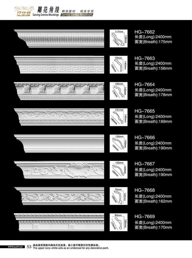 Polyurethane Foam Wainscoting Interior Wall Moulding Decorative Chair Rail