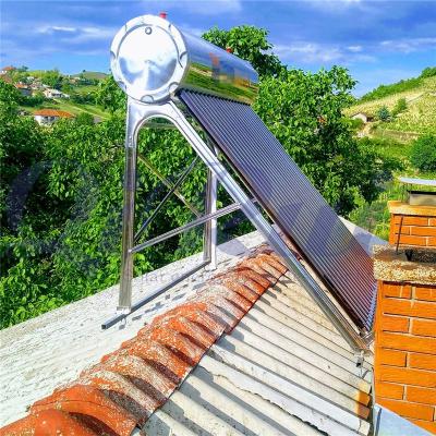 China 50L-500 Liter Evacuated Tube Calentadores Solares Stainles Steel Solar Hot Heaters with Feeder Tank for sale