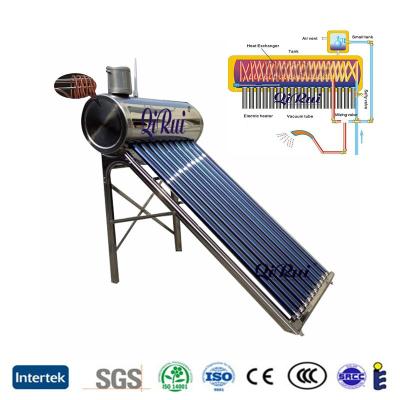 China Best Home 150L 200L 240L 300L Integrated Vacuum Tube Coil Solar Water System All Stainless Steel Pressurized Solar Hot Water Heating Heater with Copper Pipe for sale