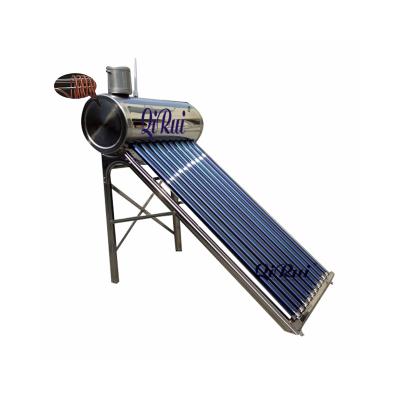 China Popular 150L 200L 240L 300L Integrated Vacuum Tube Coil Solar All Stainless Steel Pressurized Solar Hot Water Heating Heater with Copper Pipe for sale
