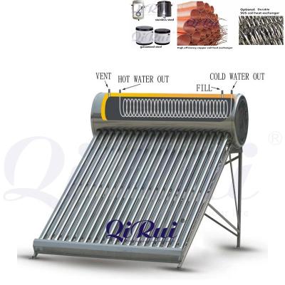 China Best Price 150L 200L 240L 300L New System All Stainless Steel Pressurized Solar Hot Water Heating Heater with Copper Pipe for sale